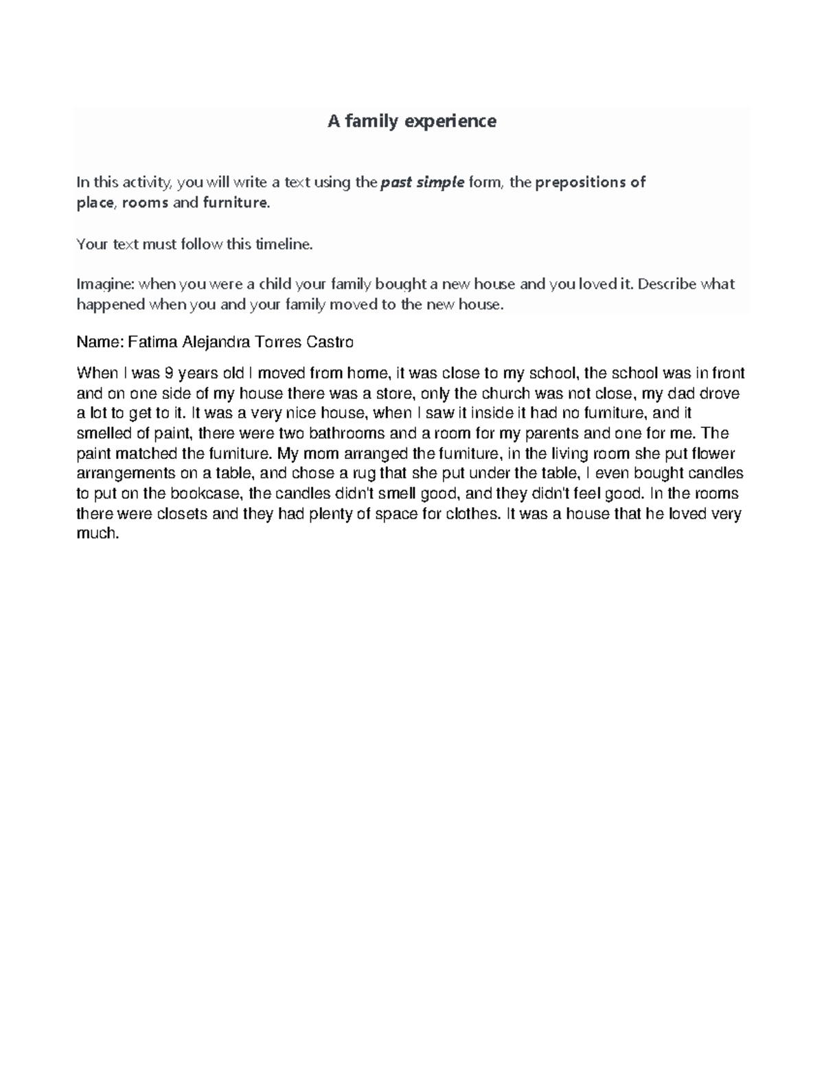 A family experience in the house my homewirk - A family experience In ...