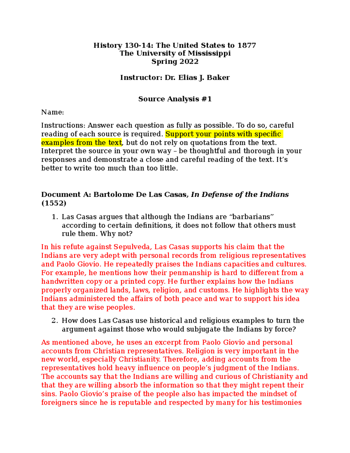 Primary Source Analysis 1 - History 130-14: The United States to 1877 ...