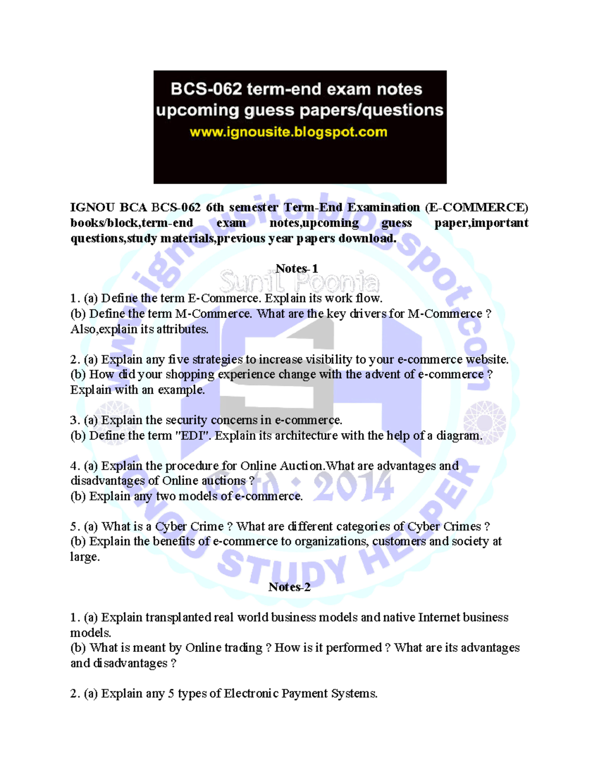 BCS-062 some of important questions for exam - IGNOU BCA B CS-062 6th ...