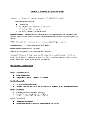 Economics-Lesson 4 - Module 4 - BASIC MICROECONOMICS LESSON 4 Consumer ...