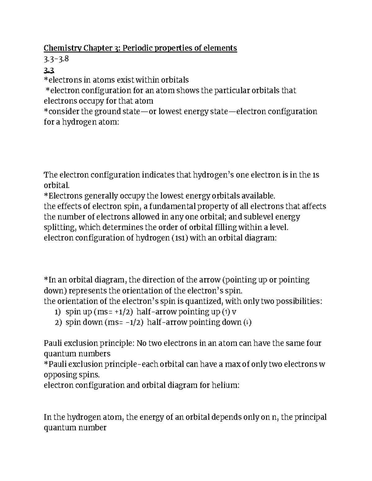 Chapter 3 Chem Notes - Chemistry Chapter 3: Periodic properties of ...