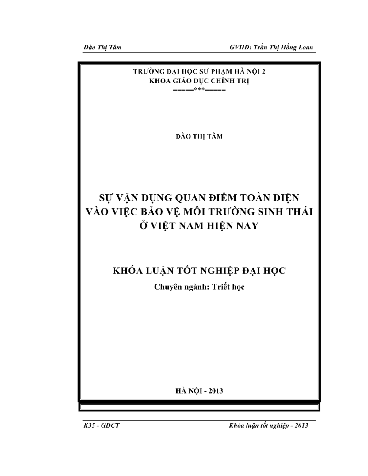 123doc su van dung quan diem toan dien vao viec bao ve moi truong sinh thai o viet nam hien nay ...