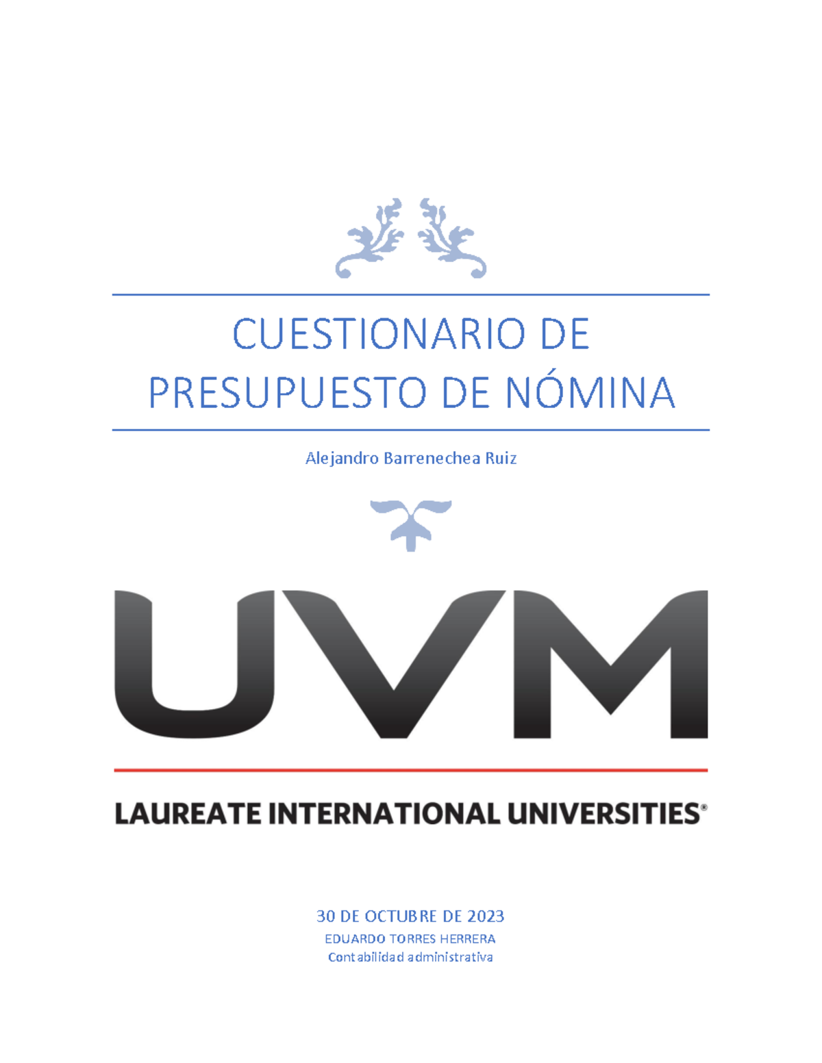 Cuestionario de presupuesto de nómina ABR - CUESTIONARIO DE PRESUPUESTO ...