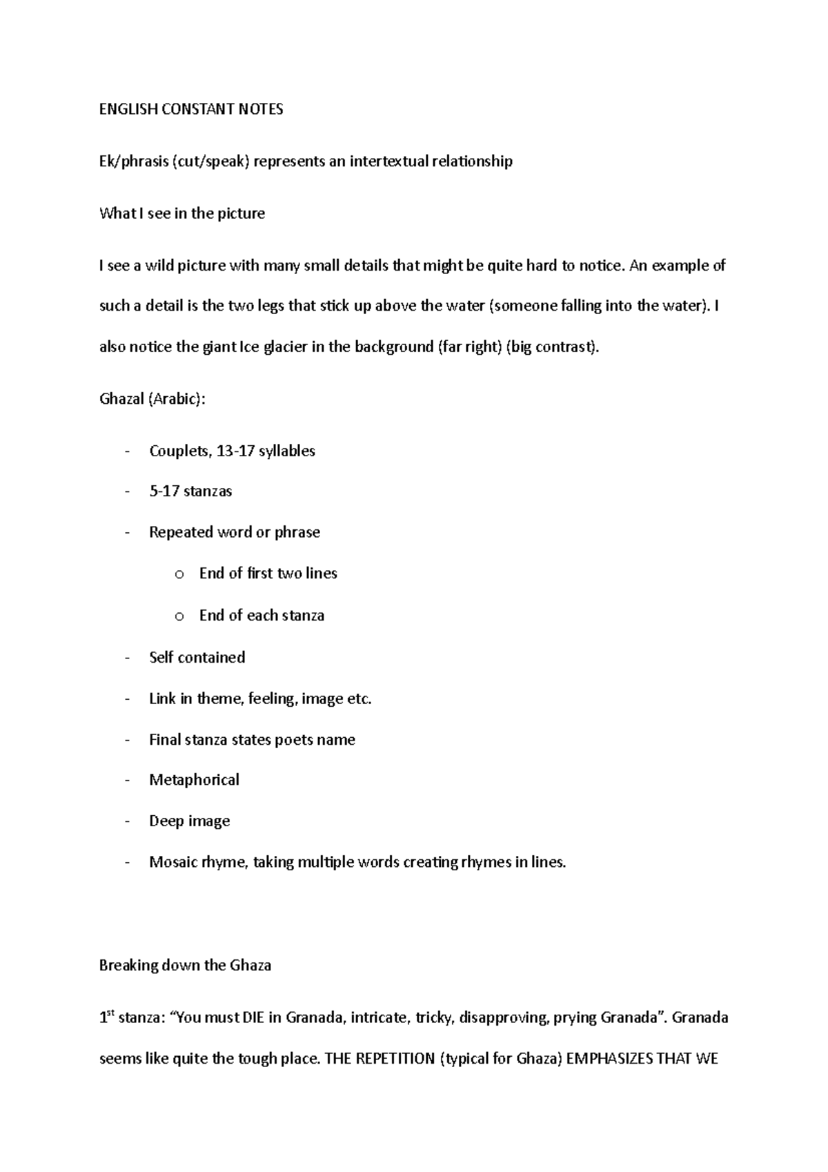 English constant notes - ENGLISH CONSTANT NOTES Ek/phrasis (cut/speak ...