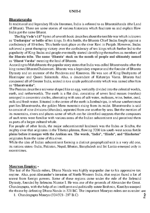 UI ist sem1 - Understanding india BG ist semester - 1 UNIT-I ...