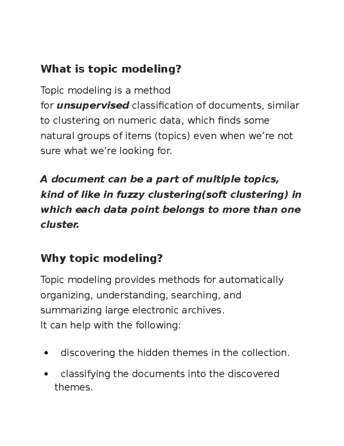 4. Latent Dirichlet Allocation - What is topic modeling? Topic modeling ...