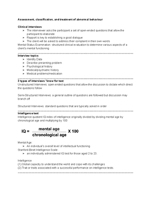 Chapter 2 Assessment Classification Treatment of Abnormal Behaviour ...