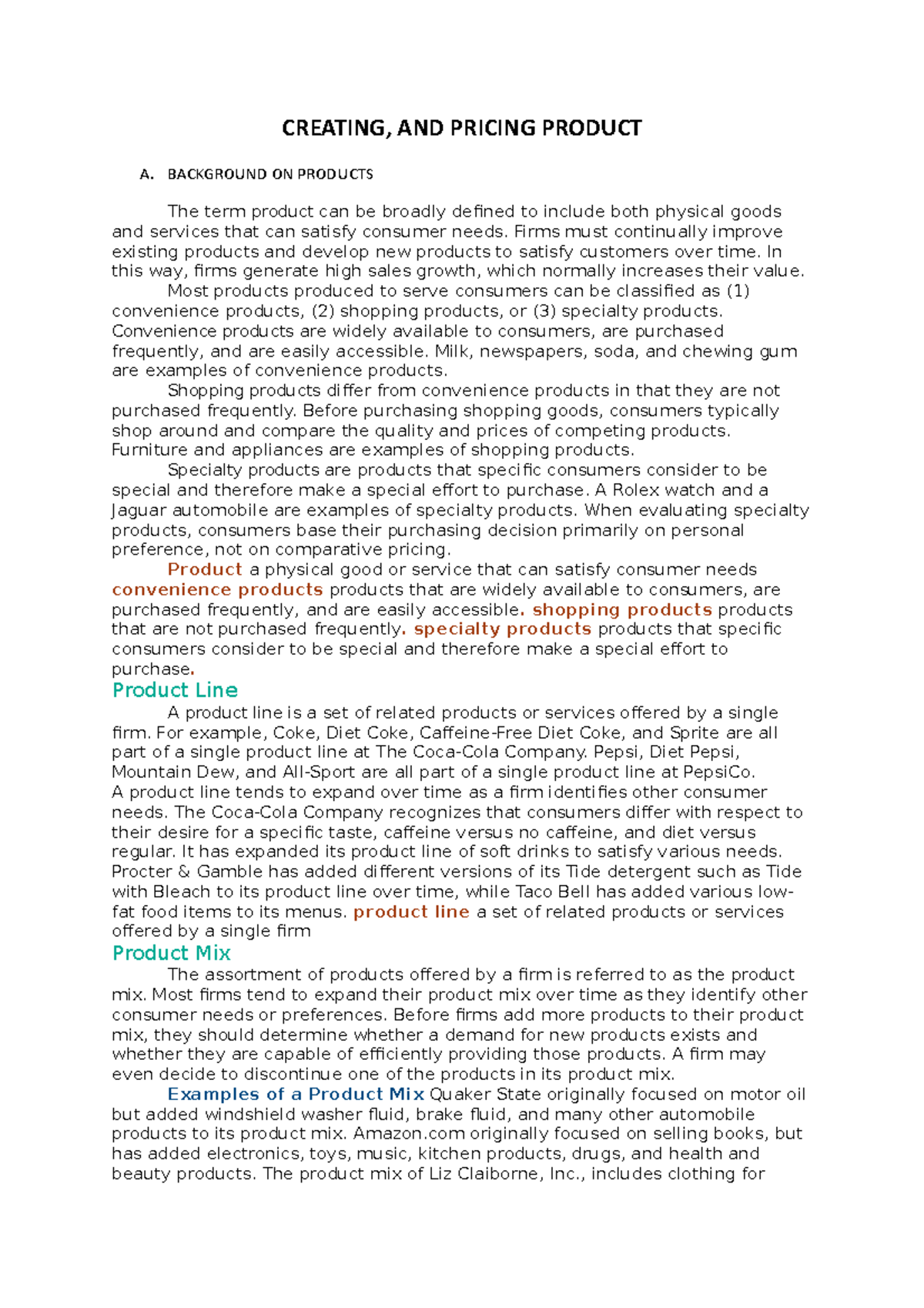 Creating AND Pricing Products - CREATING, AND PRICING PRODUCT A ...