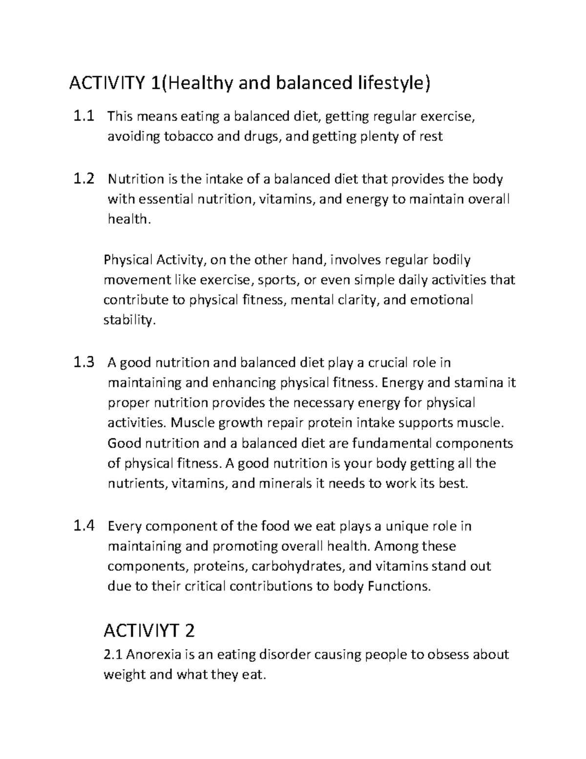 L.O WORK RUBY - ACTIVITY 1(Healthy and balanced lifestyle) 1 This means ...