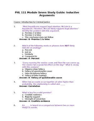 PHL 111 Chapter 1 Study Guide - Course: PHL-111 Introduction to ...