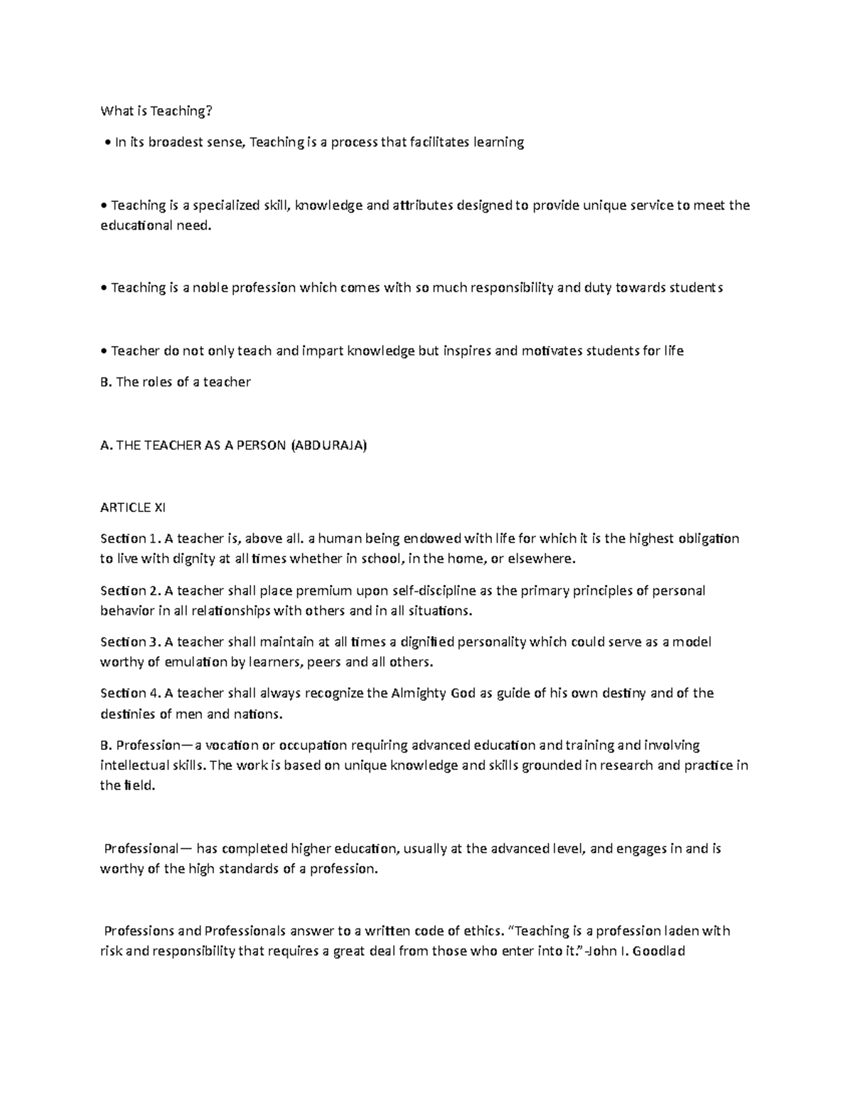 What Is Teaching LECTURE NOTES FOR GRADE 12 What Is Teaching In what-is-teaching-lecture-notes-for-grade-12-what-is-teaching-in