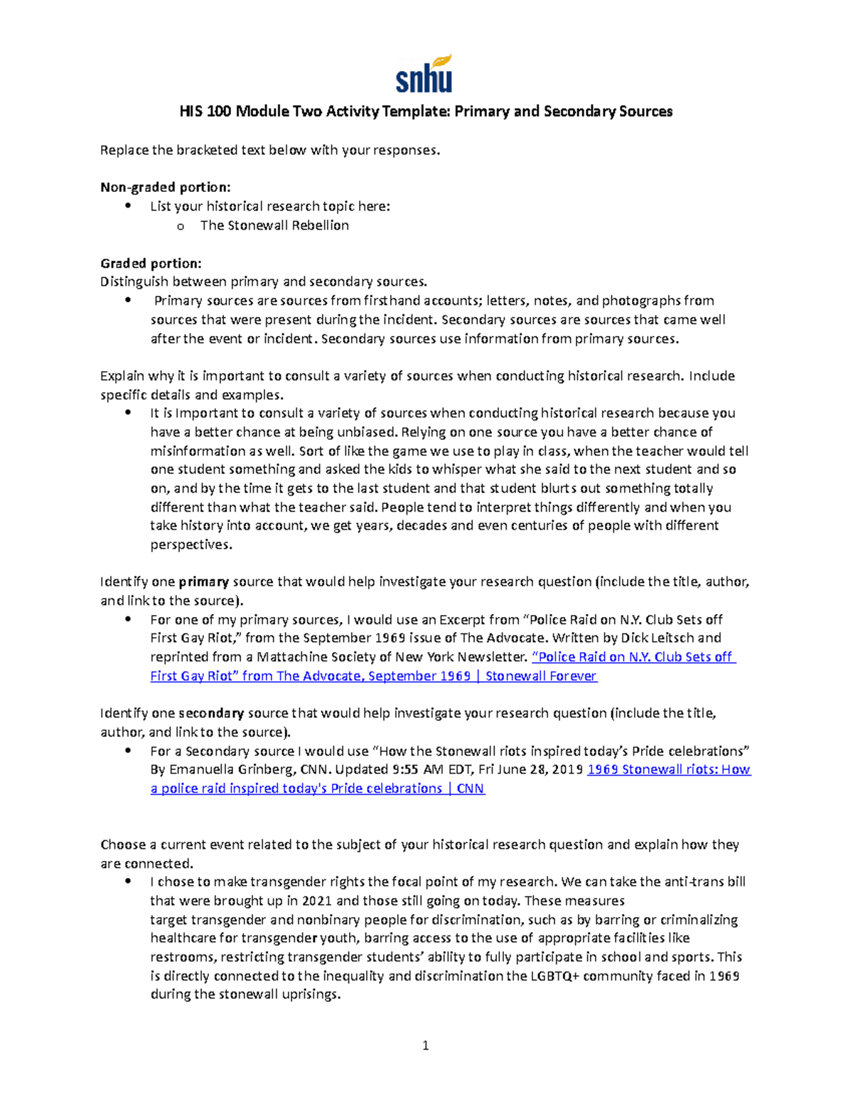 HIS 100 Module Two Activity Sources Template - HIS 100 Module Two Ac琀椀 ...