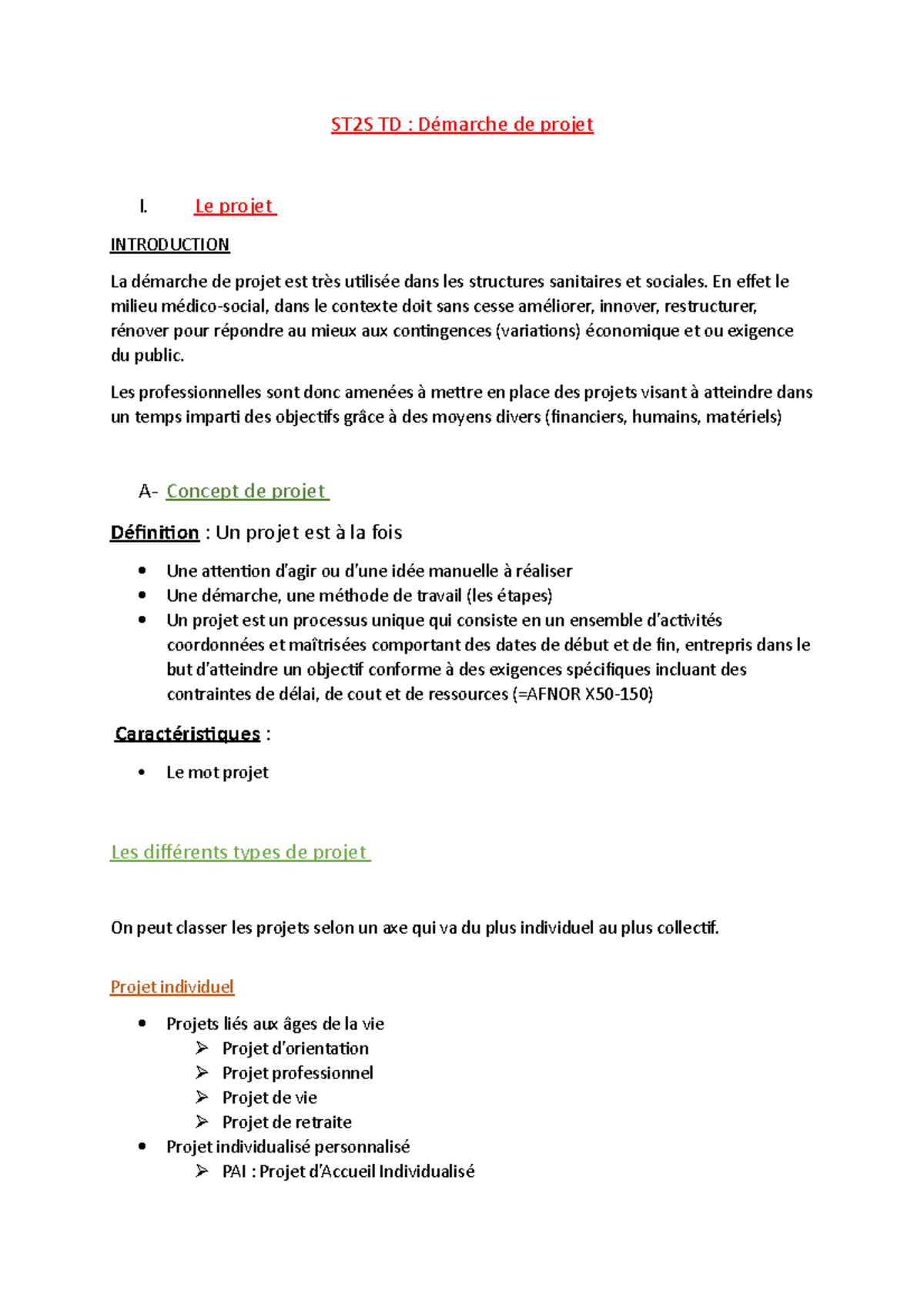 Démarche de projet - Le projet INTRODUCTION La démarche de projet est ...