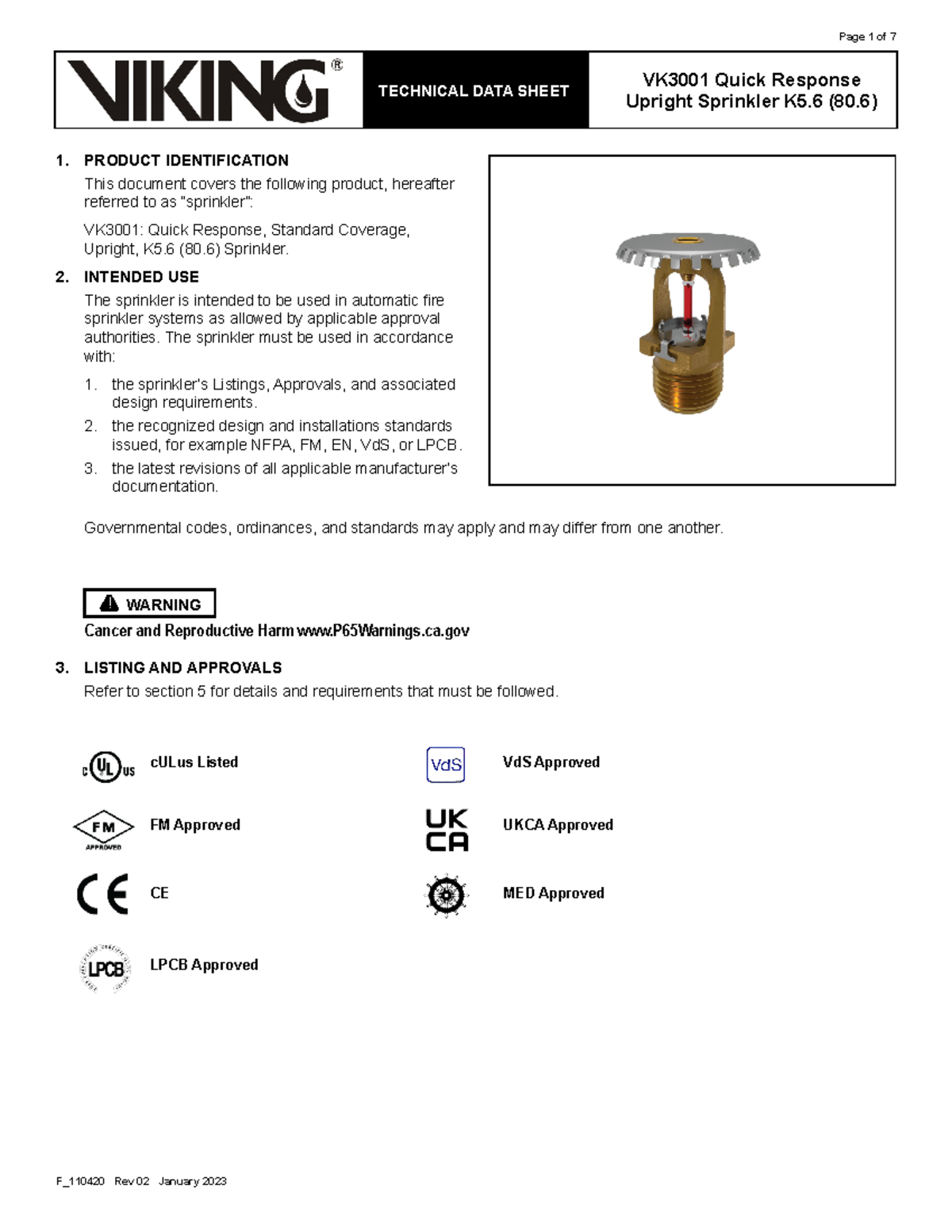 Vk3001 - incendios - F_110420 Rev 02 January 2023 TECHNICAL DATA SHEET ...