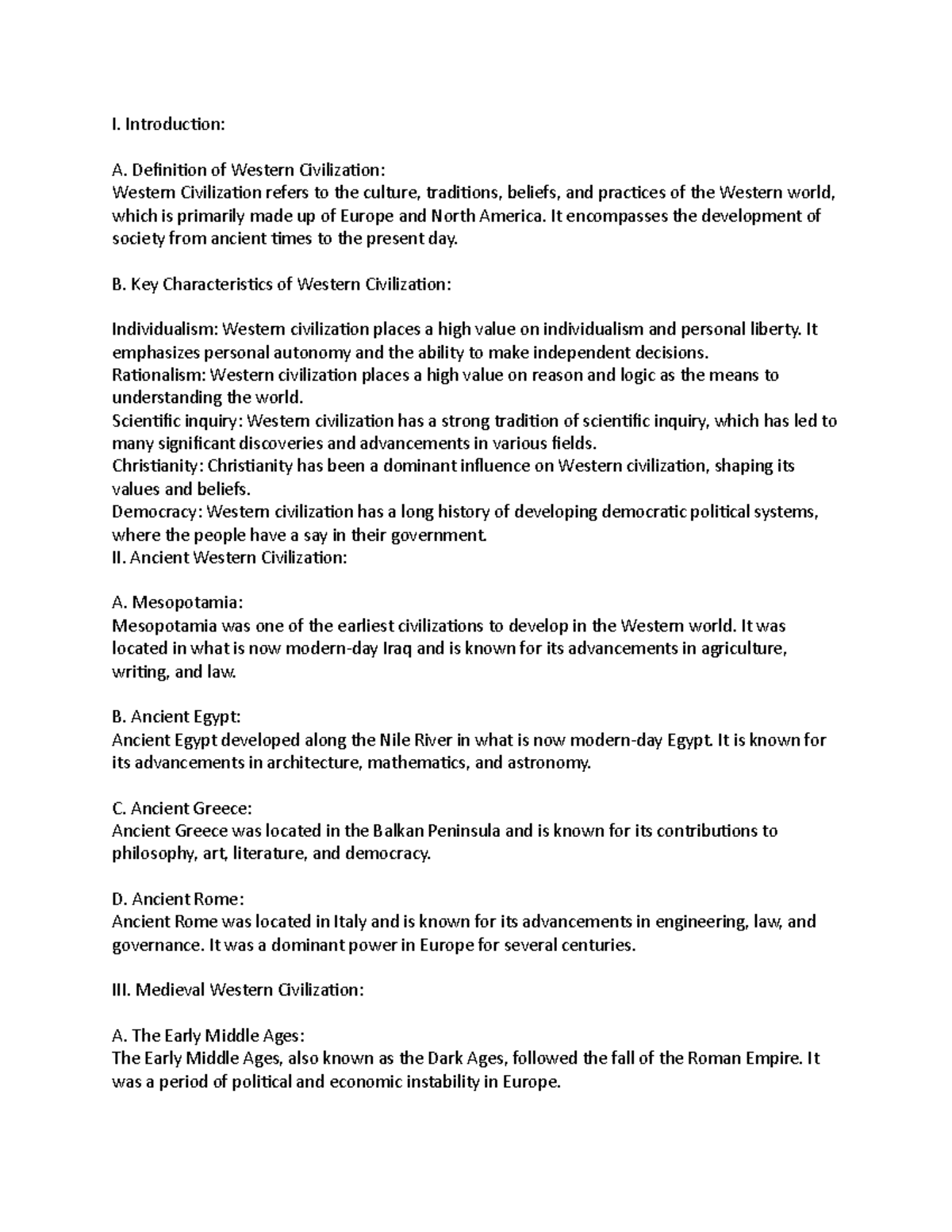 The enlightenment - I. Introduction: A. Definition of Western ...