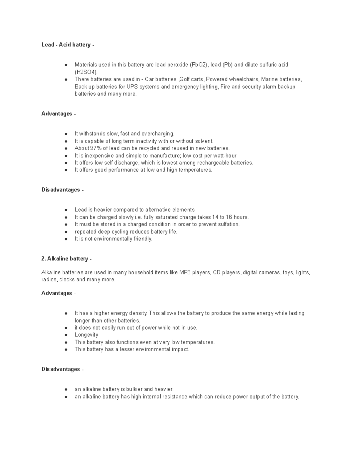 Untitled document - Idk - Lead - Acid battery - Materials used in this ...