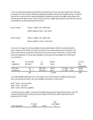 Lab 07 Multiple Feed Method - NAME: Date: AS 220 FEEDS AND NUTRITION ...