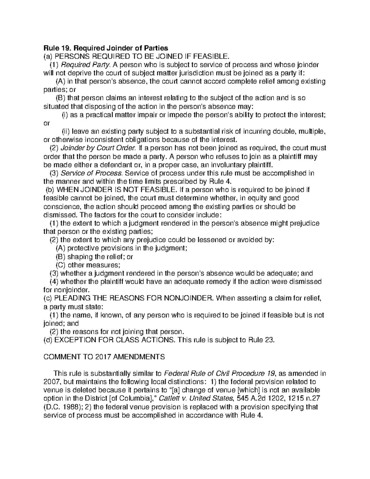 Laws PARA USO DE CIENCIA DE DATOS - Rule 19. Required Joinder of ...