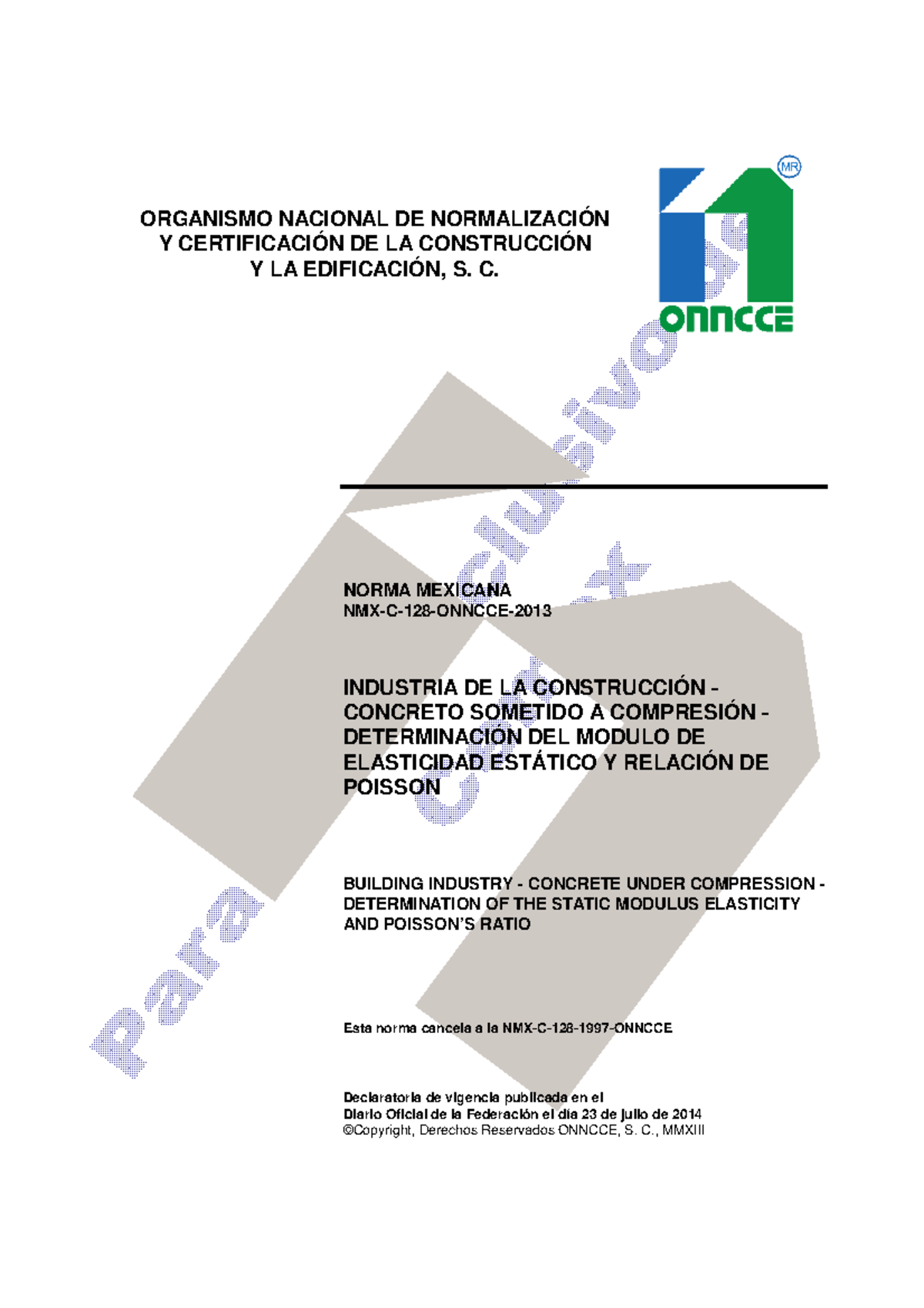 NMX-C-128- Onncce-2013 ( Ratificada EN 2019 ) - NORMA MEXICANA NMX-C ...