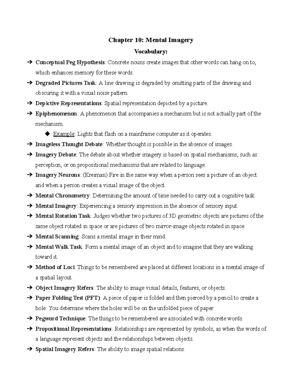 Mental Imagery Chapter 10 - Chapter 10: Mental Imagery Vocabulary ...