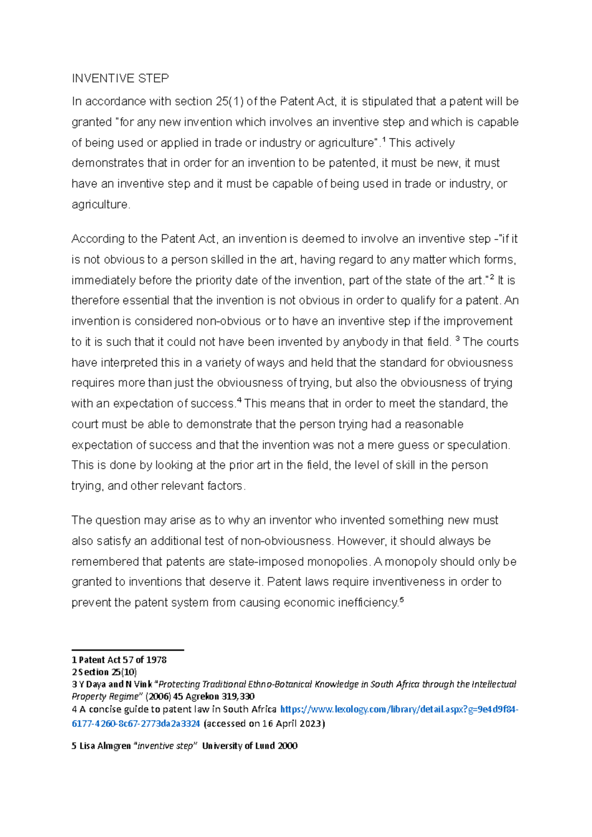 Inventive step-Ensign - INVENTIVE STEP In accordance with section 25(1 ...