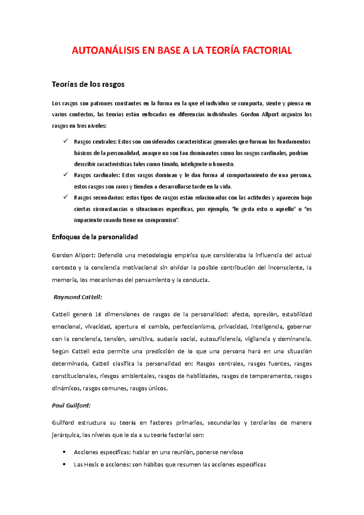 Autoanálisis EN BASE A LA Teoría Factorial - AUTOANÁLISIS EN BASE A LA ...