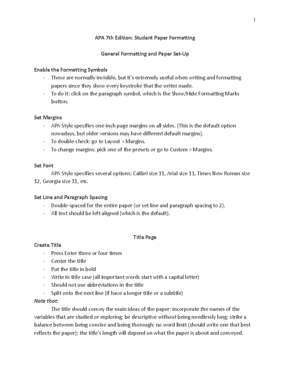 APA 7th Edition Student Paper Formatting APA 7th Edition Student
