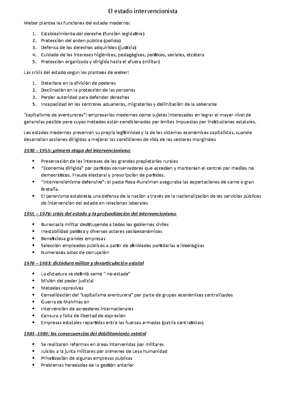 El Estado Intervencionista - El estado intervencionista Weber plantea ...