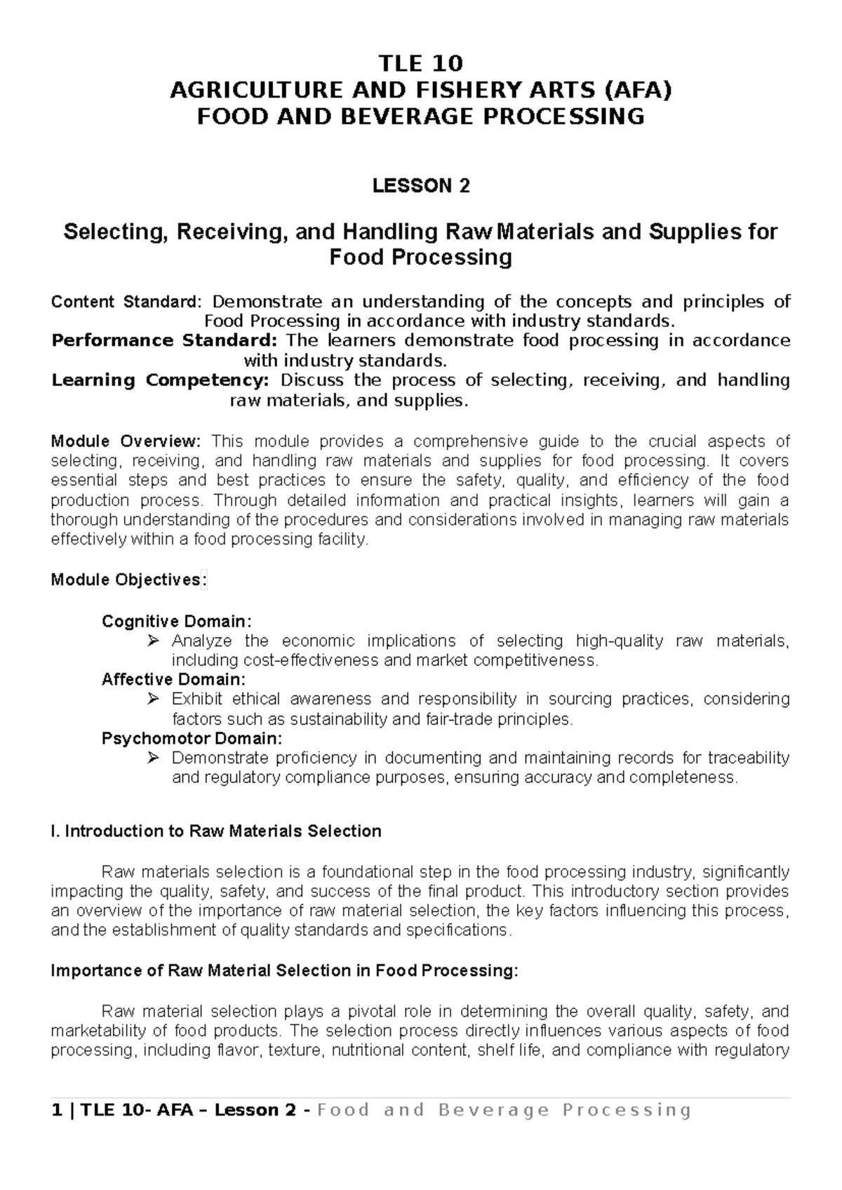 TLE 10 Quarter 3 Lesson 2 FOOD AND Beverage Processing Teacher COPY ...