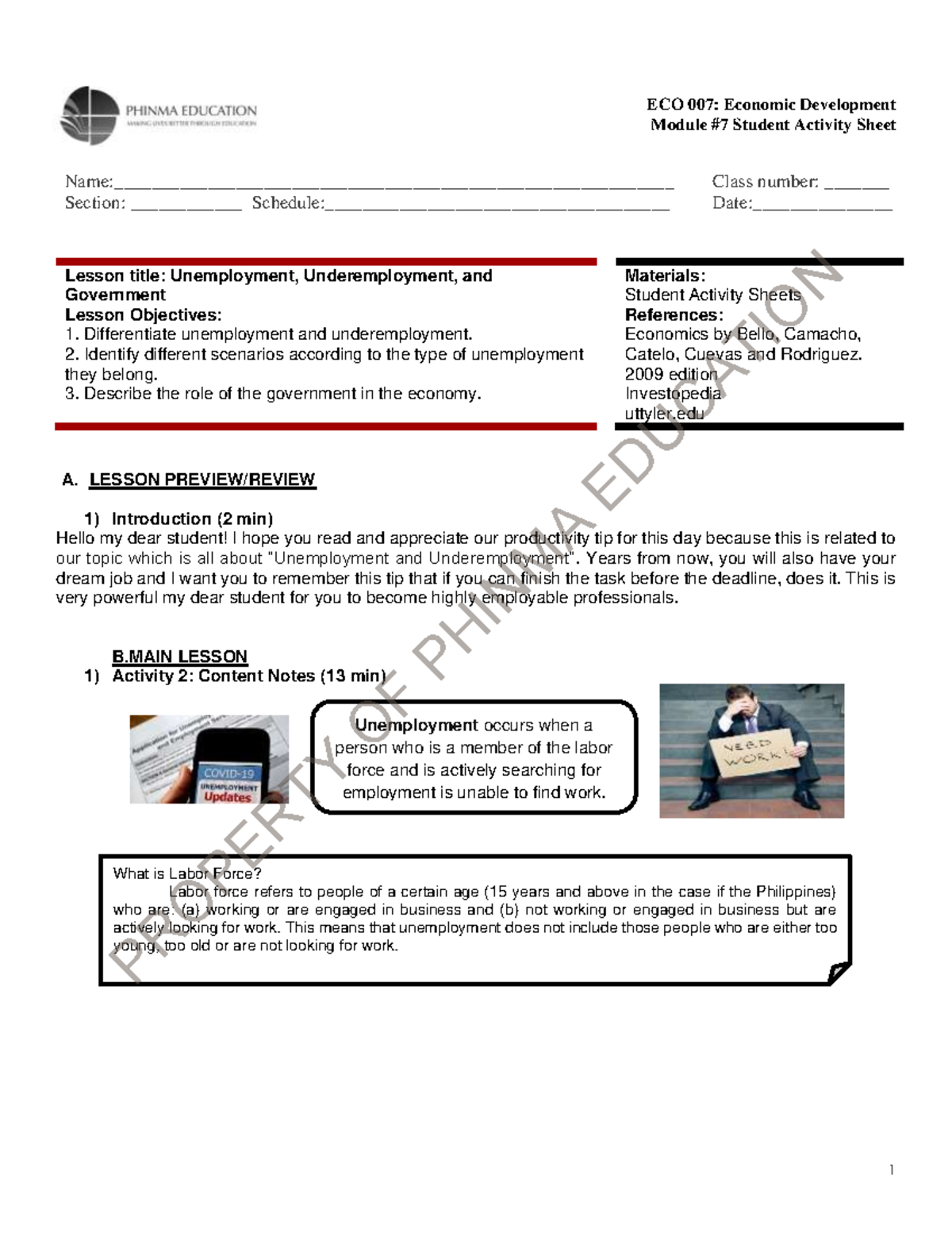 SAS#7-ECO007 - EC0 007 - Module #7 Student Activity Sheet - Studocu