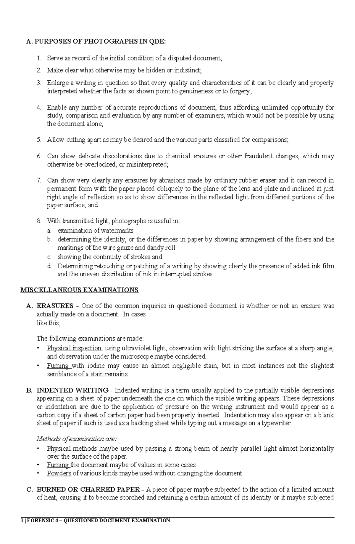 Purposes OF Photographs IN QDE - A. PURPOSES OF PHOTOGRAPHS IN QDE ...