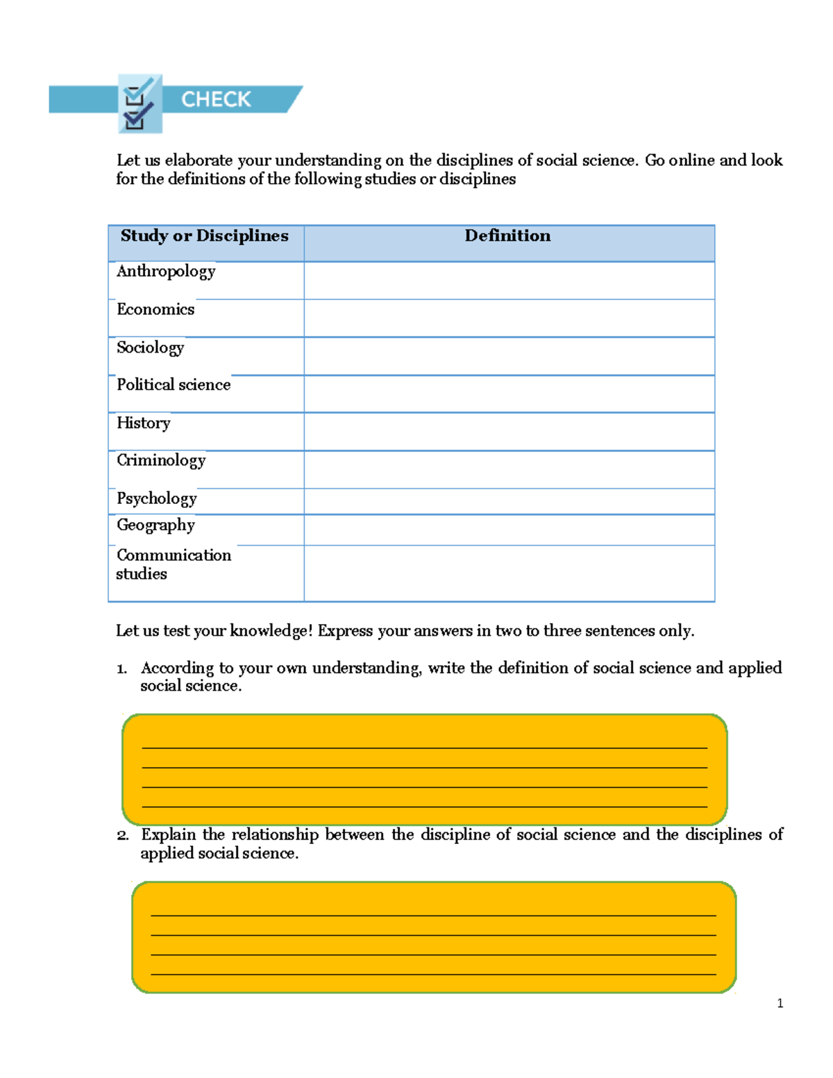 1 Lesson-1-Introduction to the Disciplines - Let us elaborate your ...