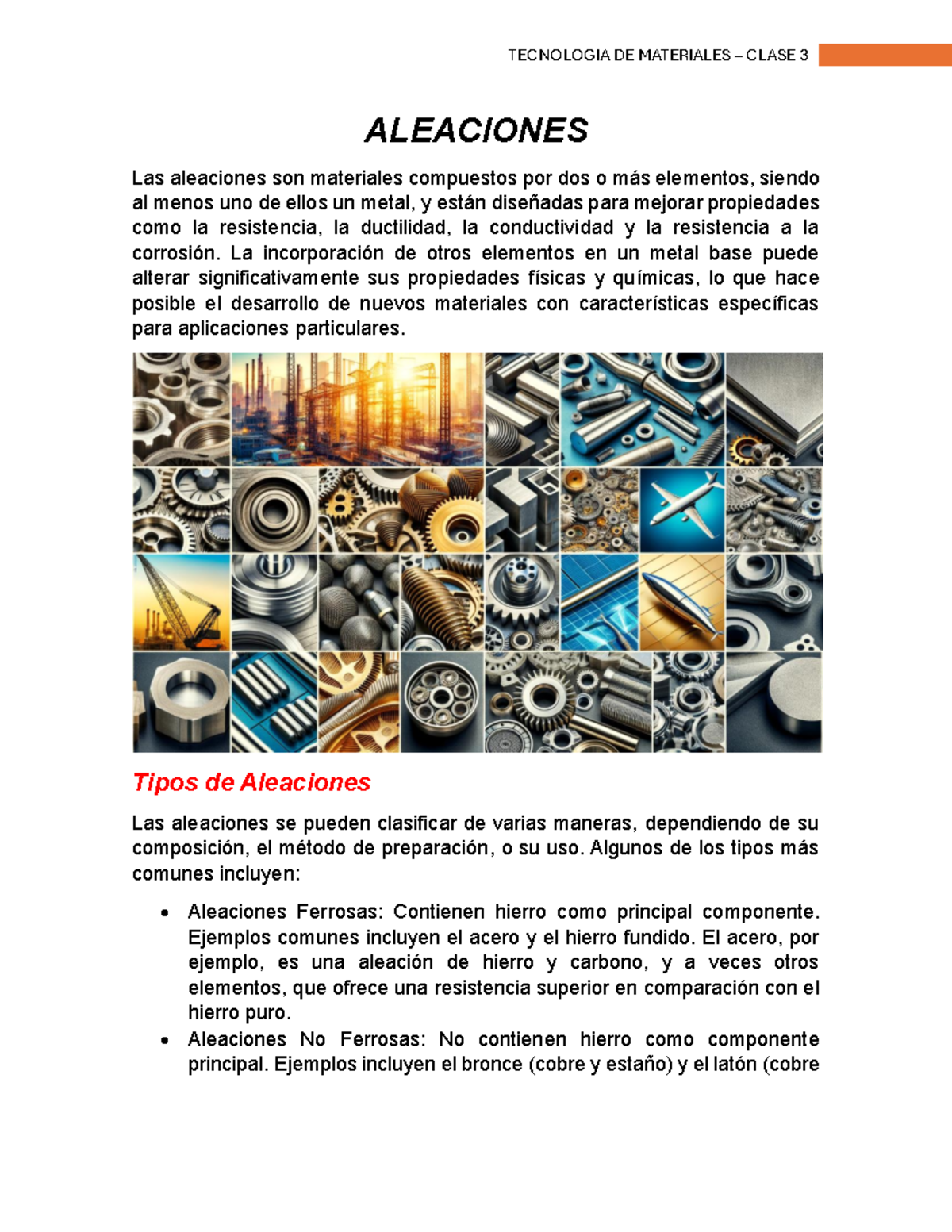 Aleaciones - Tecnologia de Materiales - ALEACIONES Las aleaciones son ...