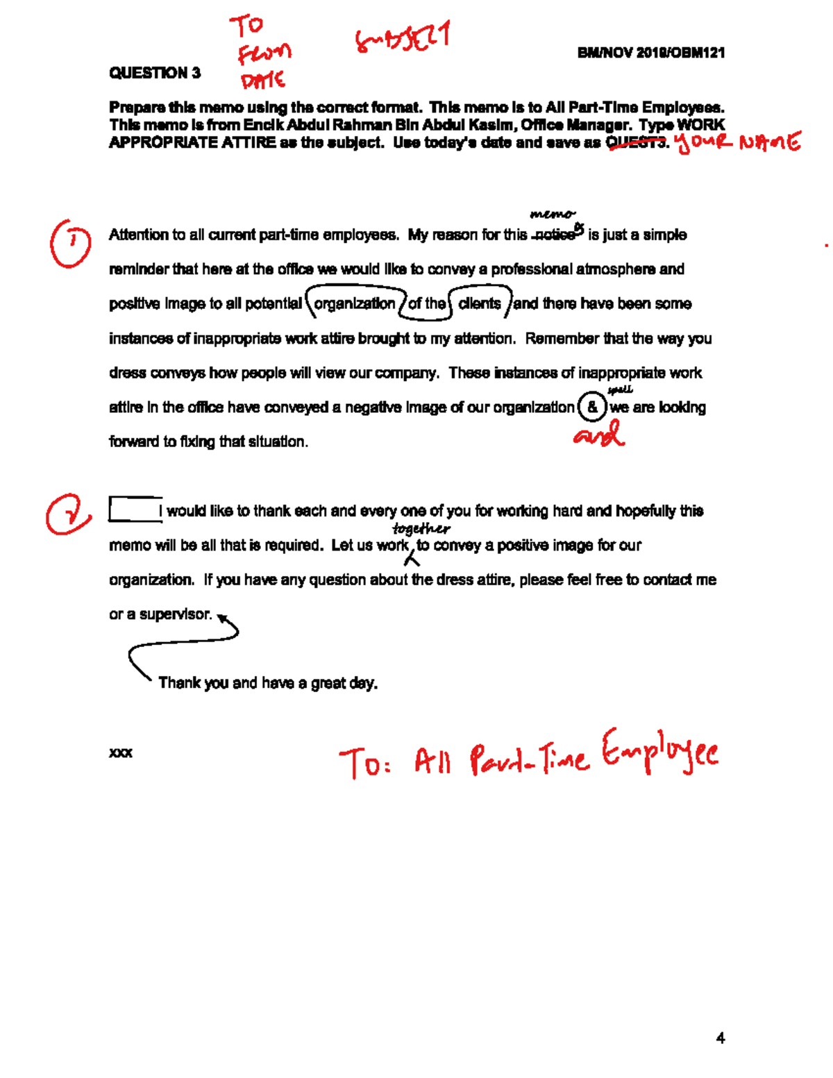 MEMO - Tutorial 2 - OBM121 - Document Processing - Studocu