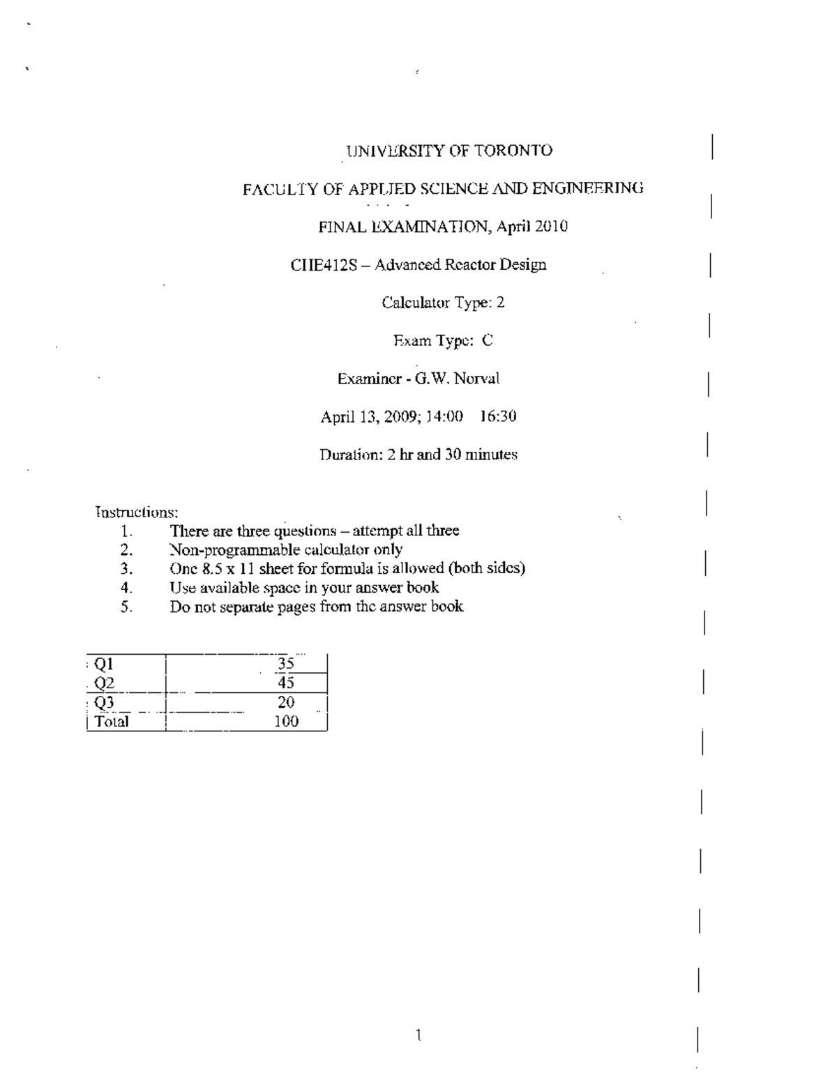 Che412s 2010 exam - Final exam - CHEM121 - UBC - Studocu