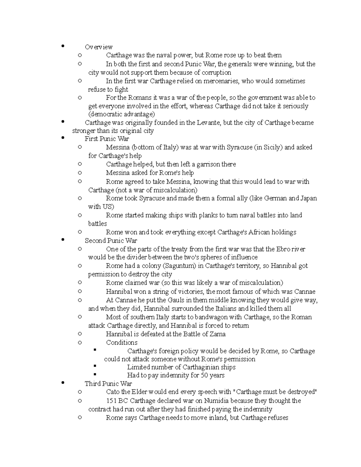 6 - Rome vs. Carthage - Lecture notes 6 - Overview o Carthage was the ...