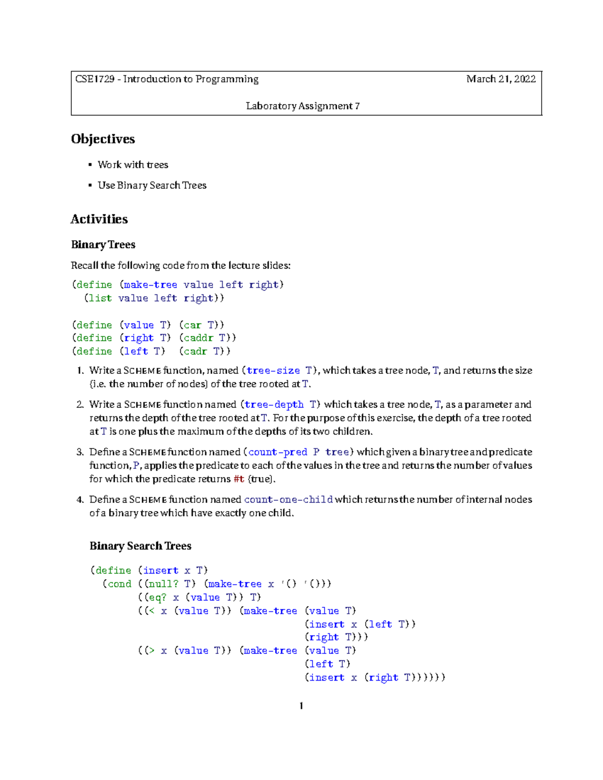 Laboratory Assignment 7 - CSE 1729 (Spring 2022) - CSE 1729 - UConn - Studocu
