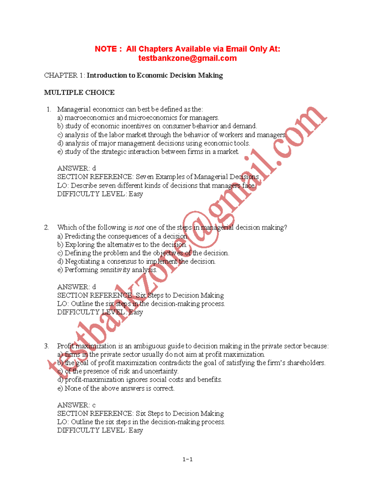 Test bank and Solutions For Managerial Economics, 9th Edition by ...