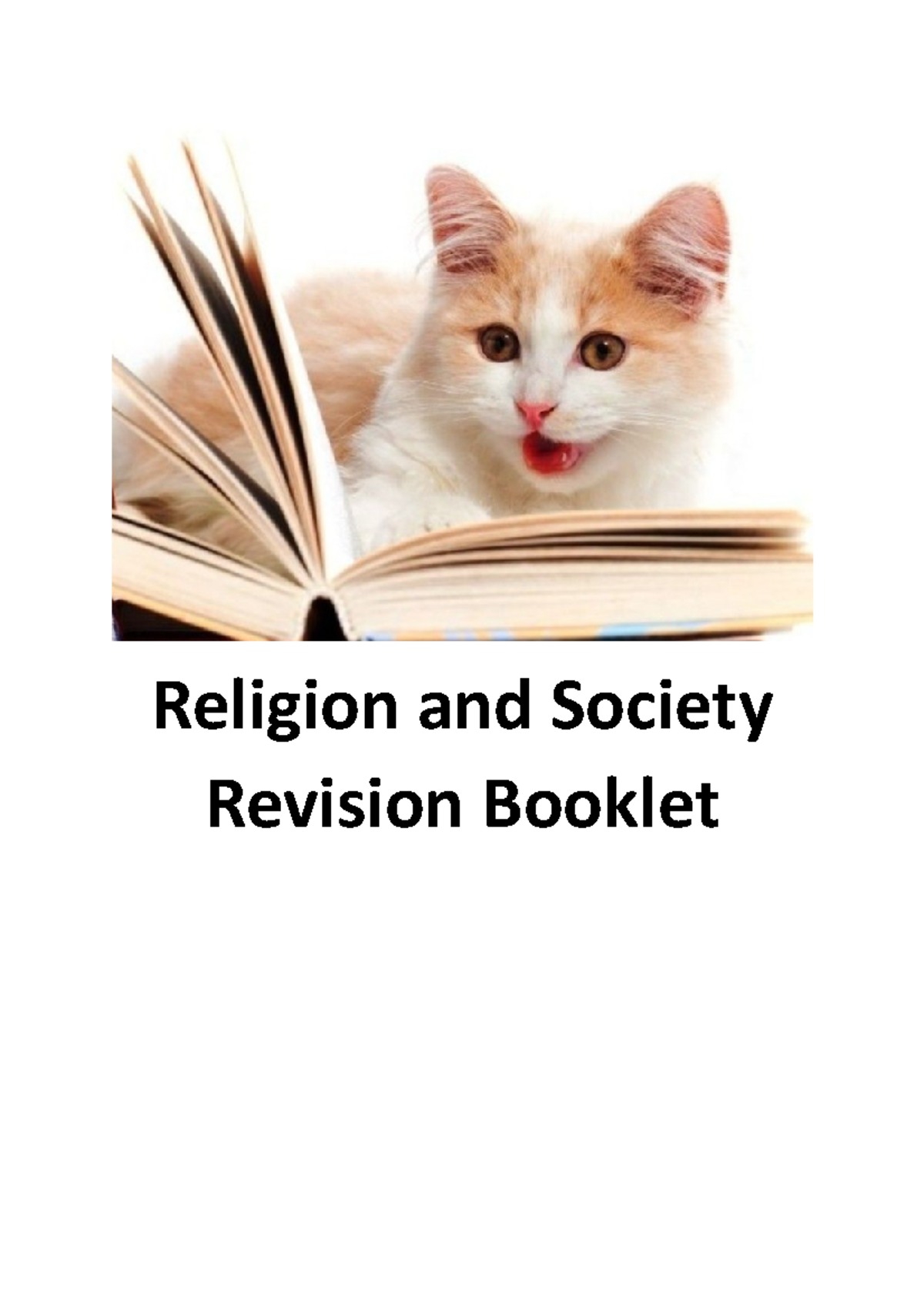Revision Booklet for religion 3/4 - Religion and Society Revision ...