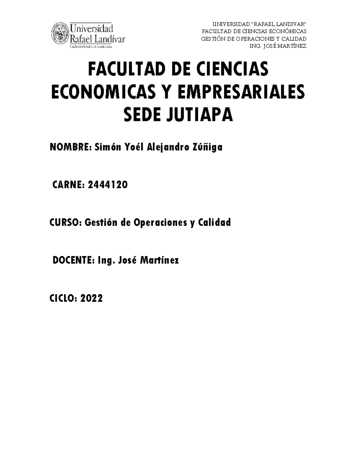 Tarea 3 - procesos de calidad - FACULTAD DE CIENCIAS ECON”MICAS GESTI”N DE OPERACIONES Y CALIDAD ...
