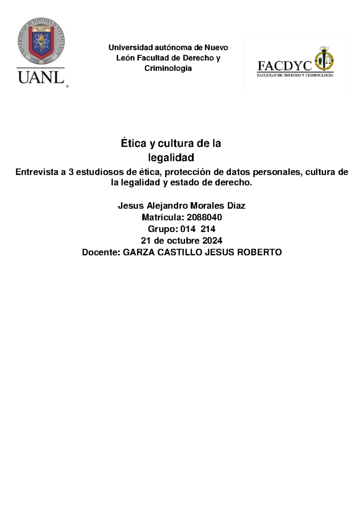 JAMD ACT3 - hhyy9h89 - Universidad autónoma de Nuevo León Facultad de Derecho y Criminologia ...