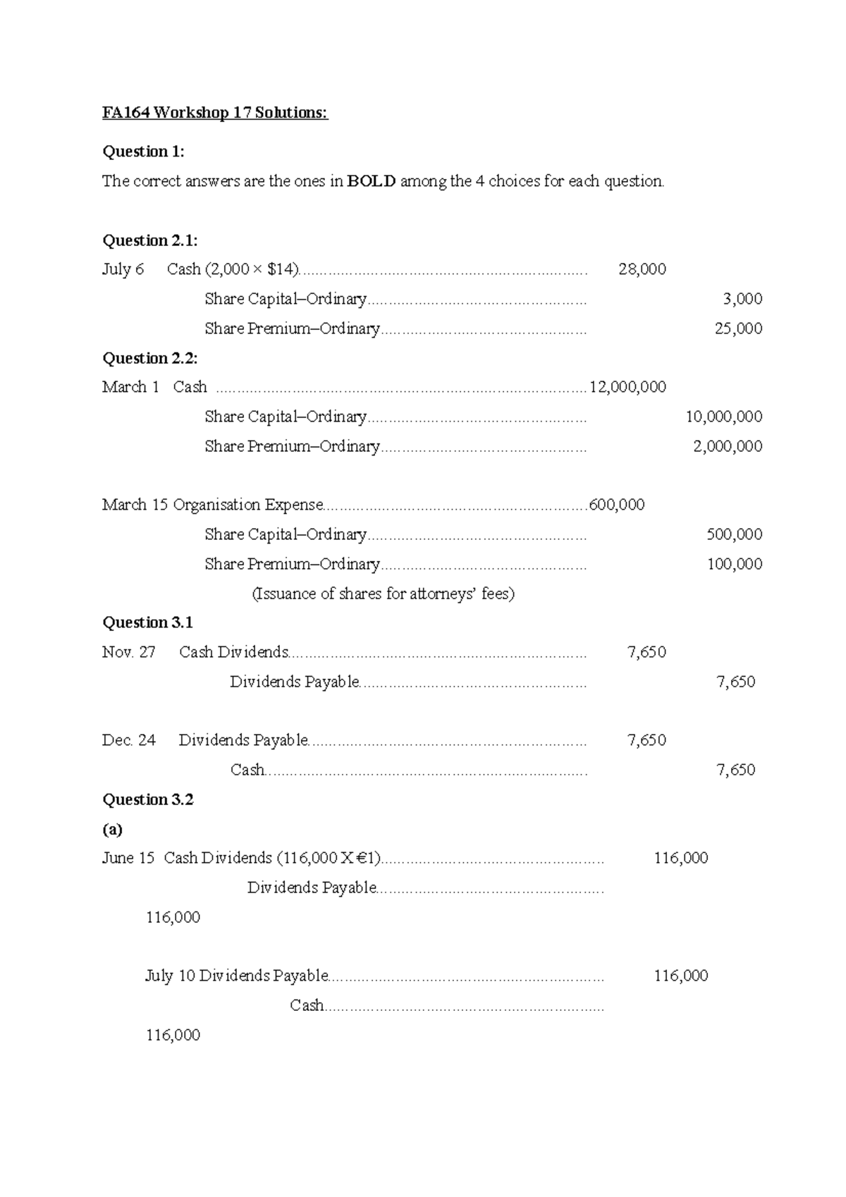 FA164 Workshop 17 Solutions - FA164 Workshop 17 Solutions: Question 1 ...