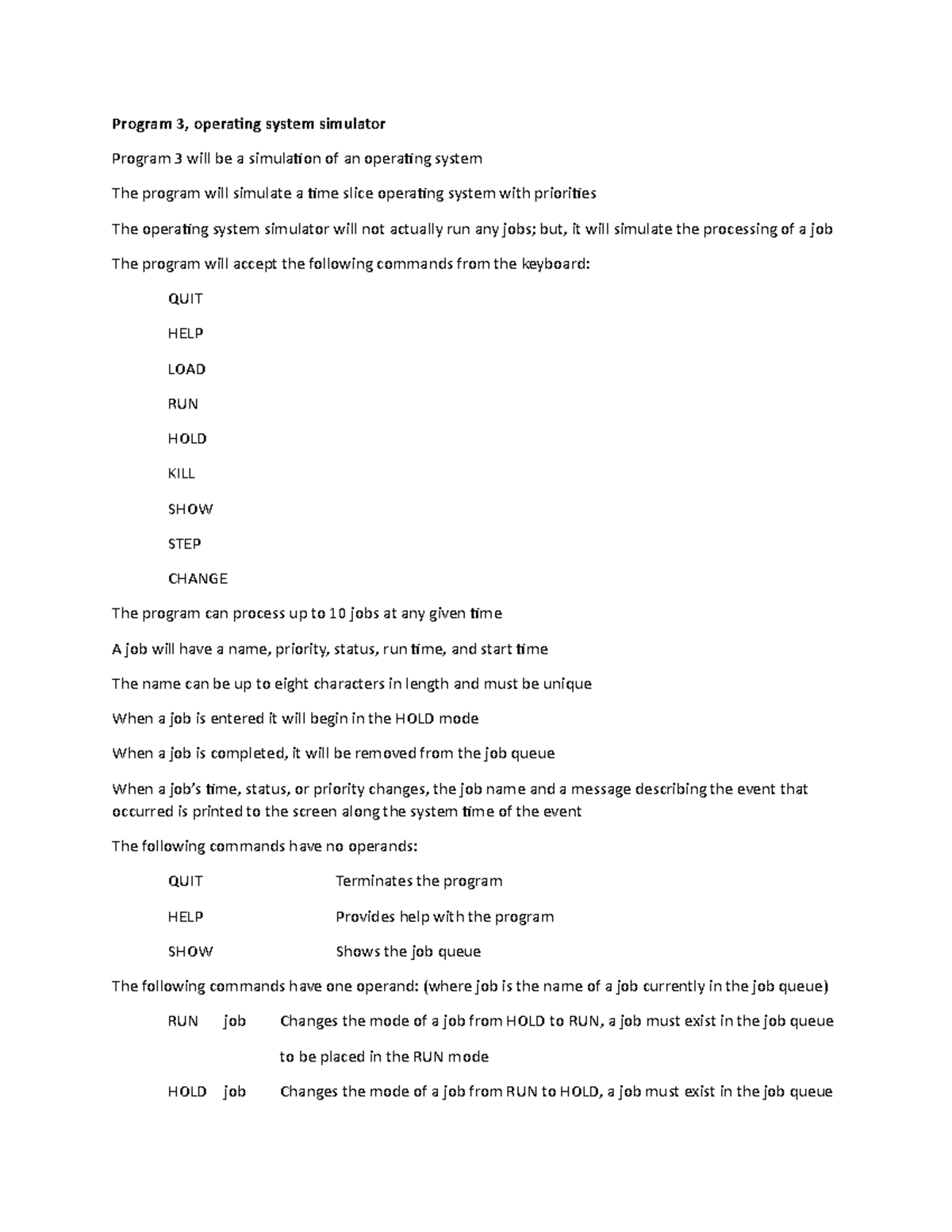 Assembly Lesson 11 - N/a - Program 3, operating system simulator ...