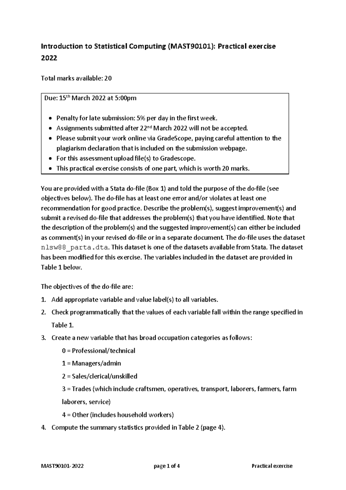Practical exercise 2022 the first assign - Introduction to Statistical ...