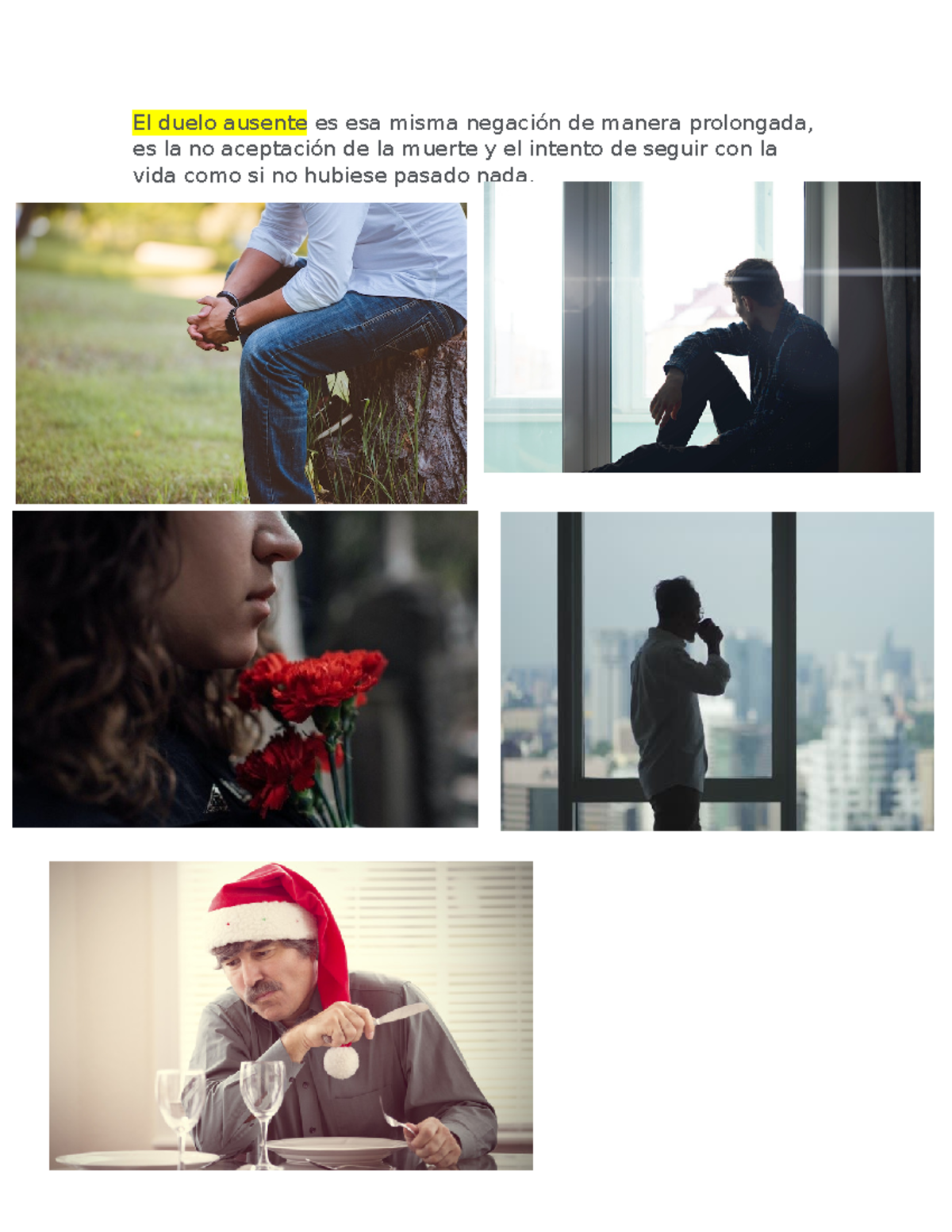 Tipos DE Duelo - Introducción a la enfermería - El duelo ausente es esa ...
