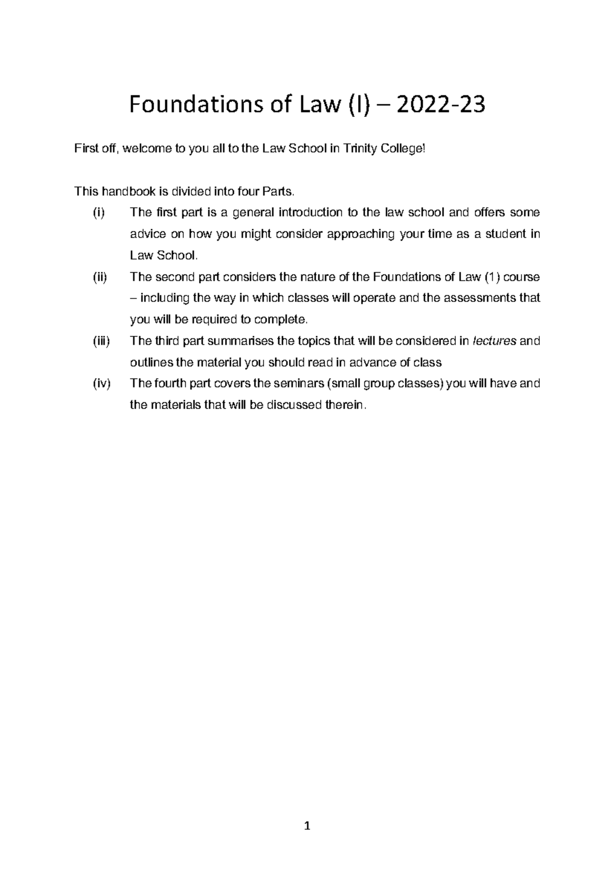 Foundations of Law 2022 - 2023 - Foundations of Law (I) – 2022 - 23 ...