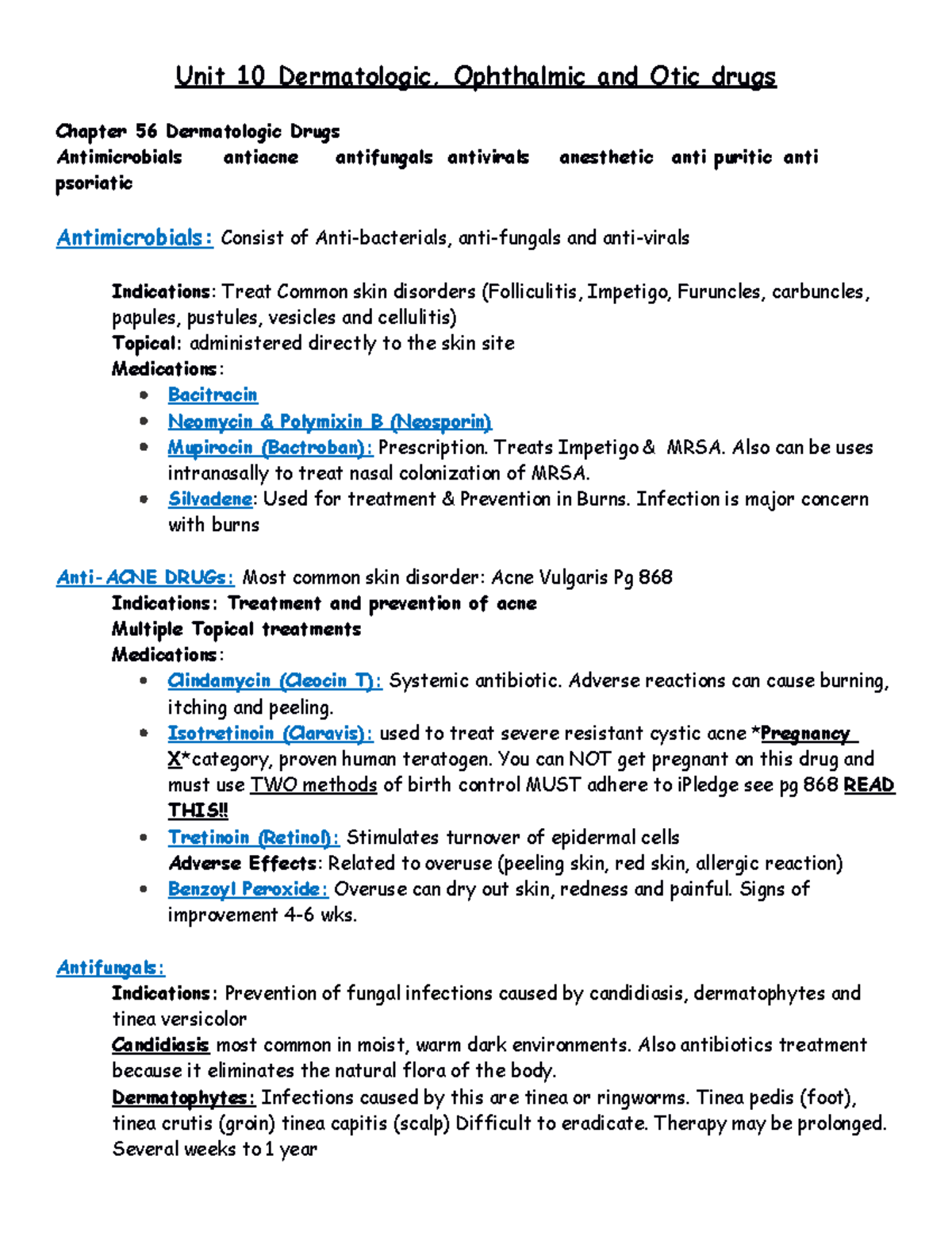 NUR 381 Unit 10 Fall 21 - STUDY THIS! - Unit 10 Dermatologic ...
