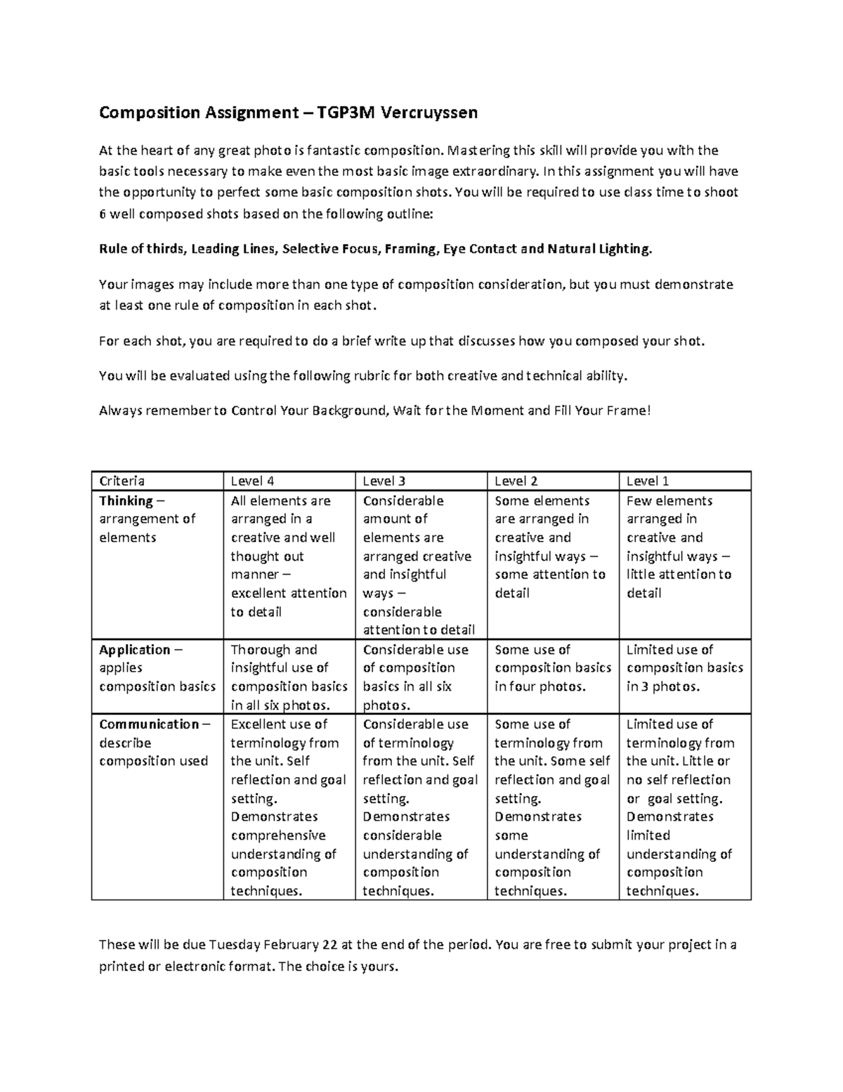 Basic Compositon Assignment - Composition Assignment – TGP3M ...