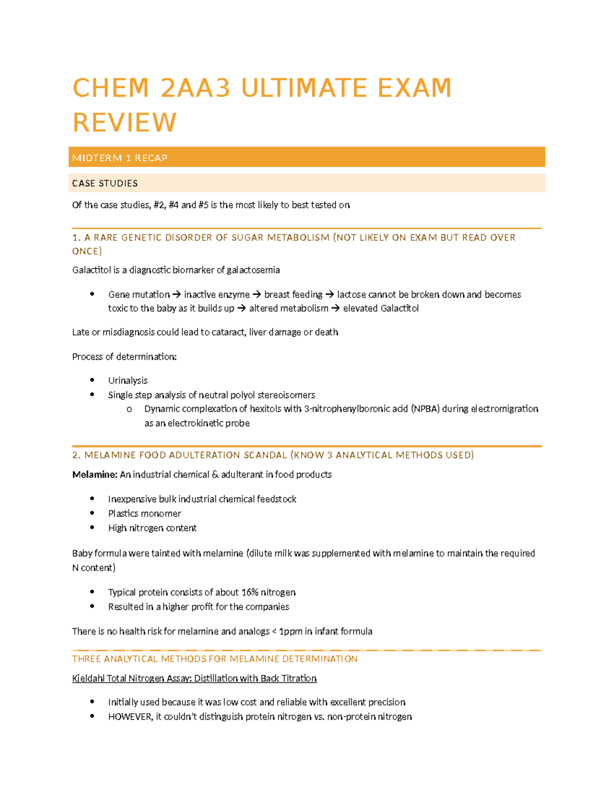CHEM 2AA3 Exam Review - CHEM 2AA3 ULTIMATE EXAM REVIEW ####### MIDTERM 1 RECAP CASE STUDIES Of ...