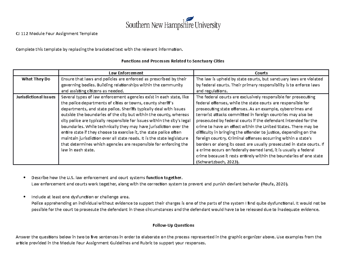 CJ 112 Module Four Assignment Template - CJ 112 Module Four Assignment ...